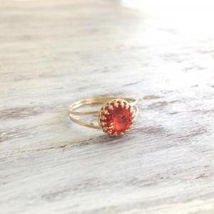 Gold Ring, Red Ring, Summer Ring, Stacking Ring, Vintage Style Ring ...