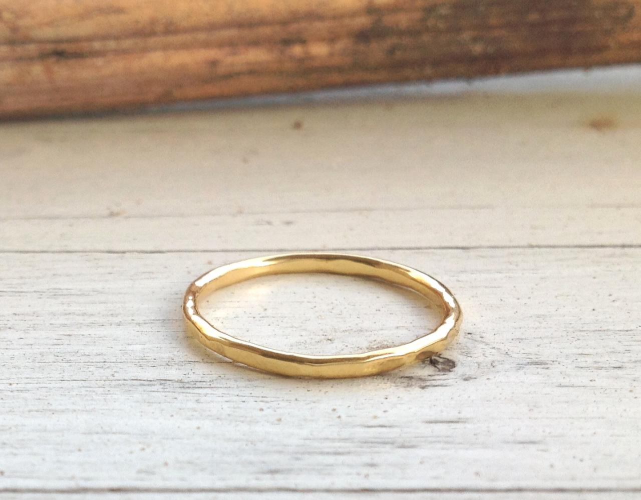 Stacking Rings, Gold Ring, Thin Gold Ring, Above Knuckle Ring, Hammered ...