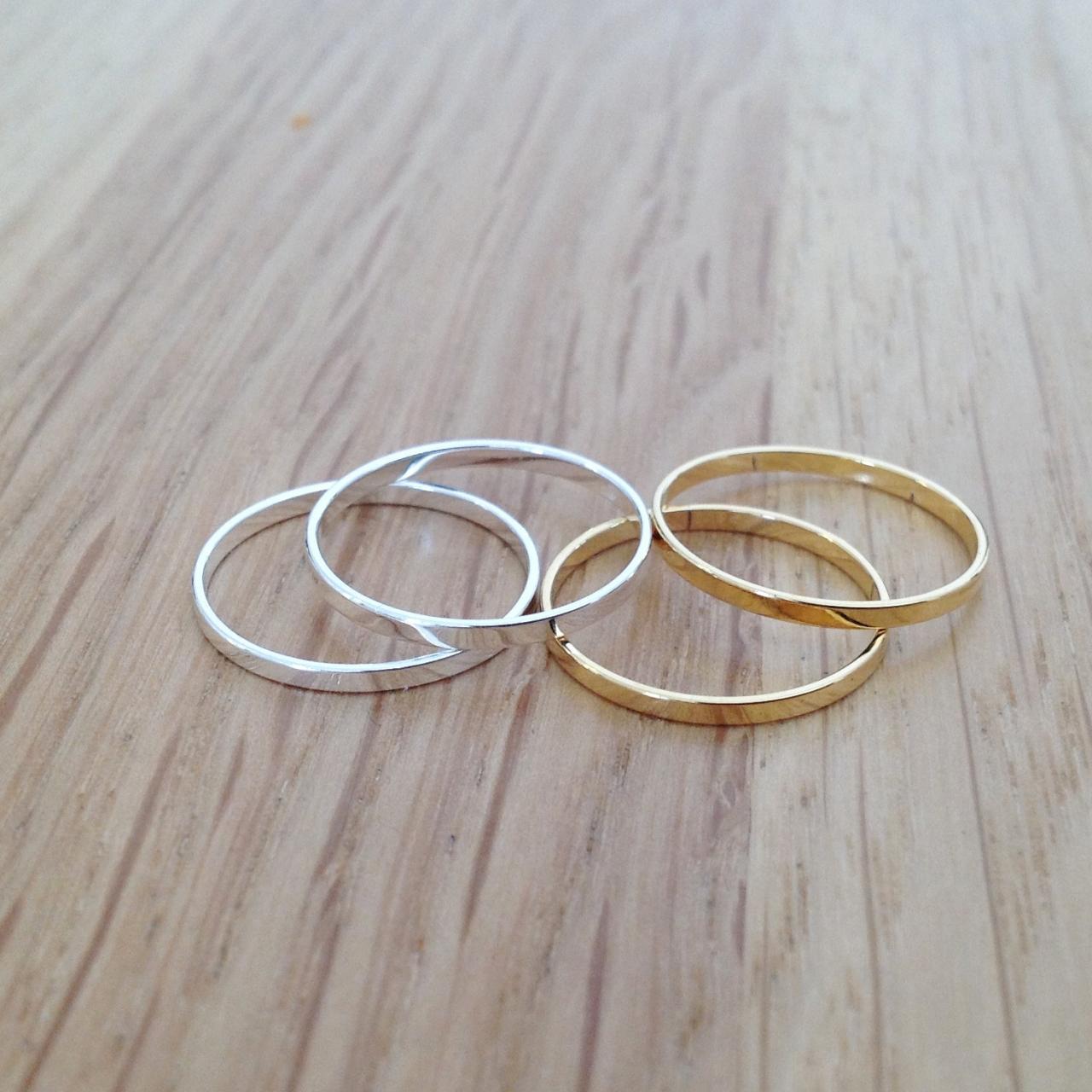Set Of 4 Rings, Stacking Rings, Knuckle Rings, Thin Rings, Tiny Ring ...