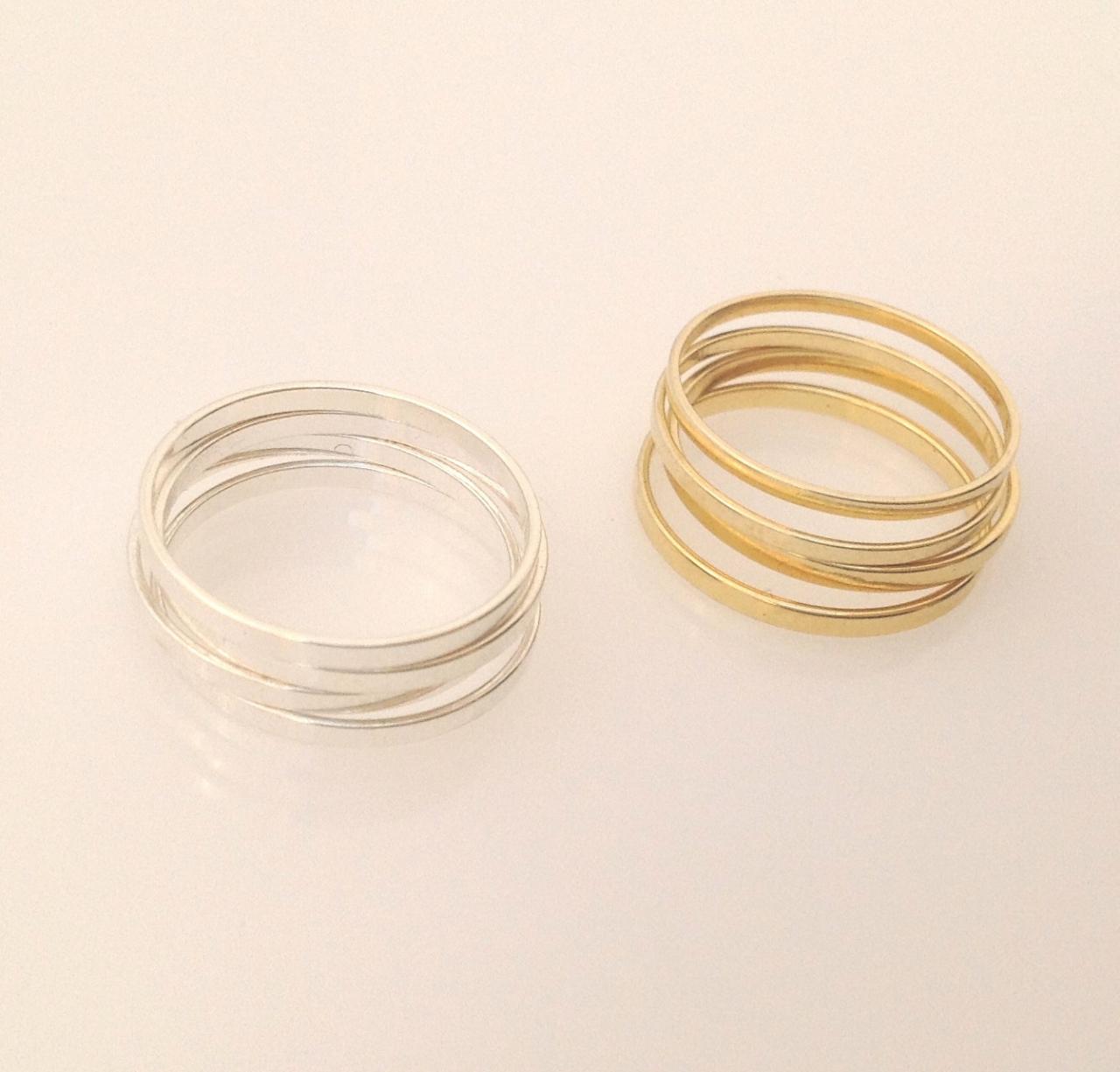 Set Of 4 Rings, Stacking Rings, Knuckle Rings, Thin Rings, Tiny Ring ...