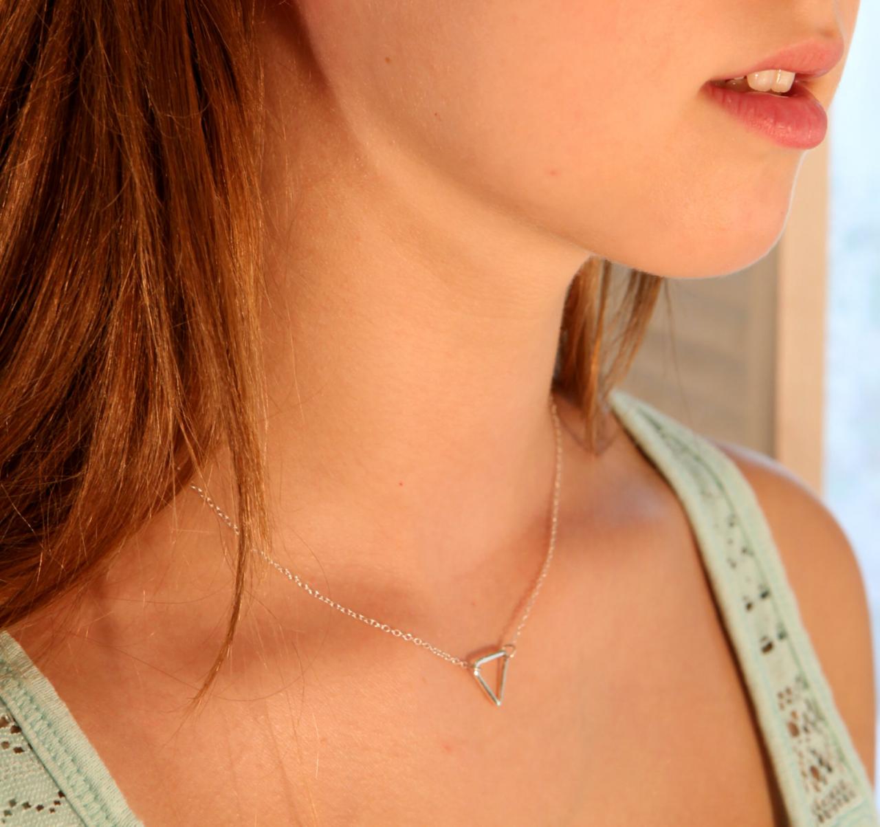 Gold Necklace, Tiny Gold Necklace, Delicate Geometric Necklace, Geo ...