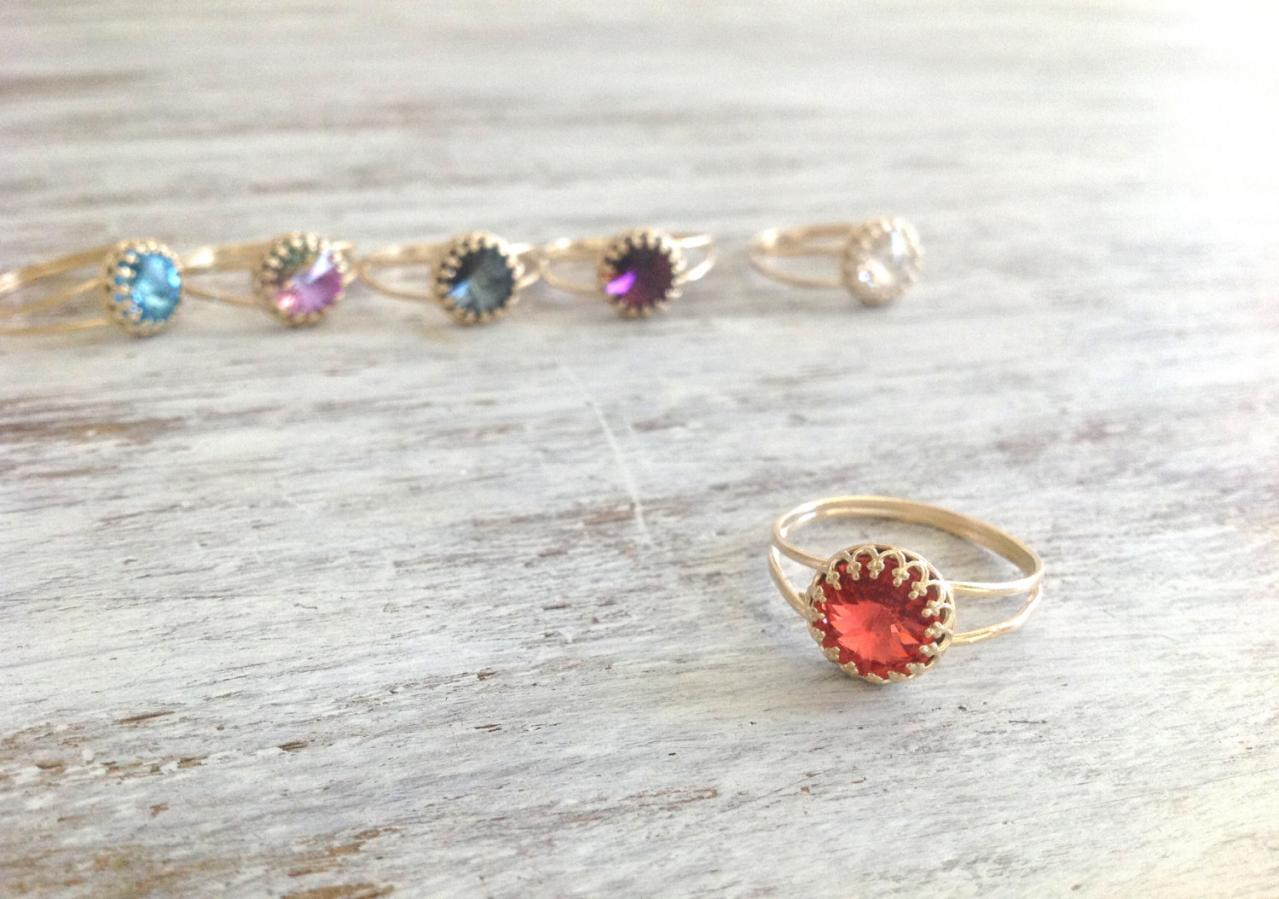 Gold Ring, Red Ring, Summer Ring, Stacking Ring, Vintage Style Ring ...