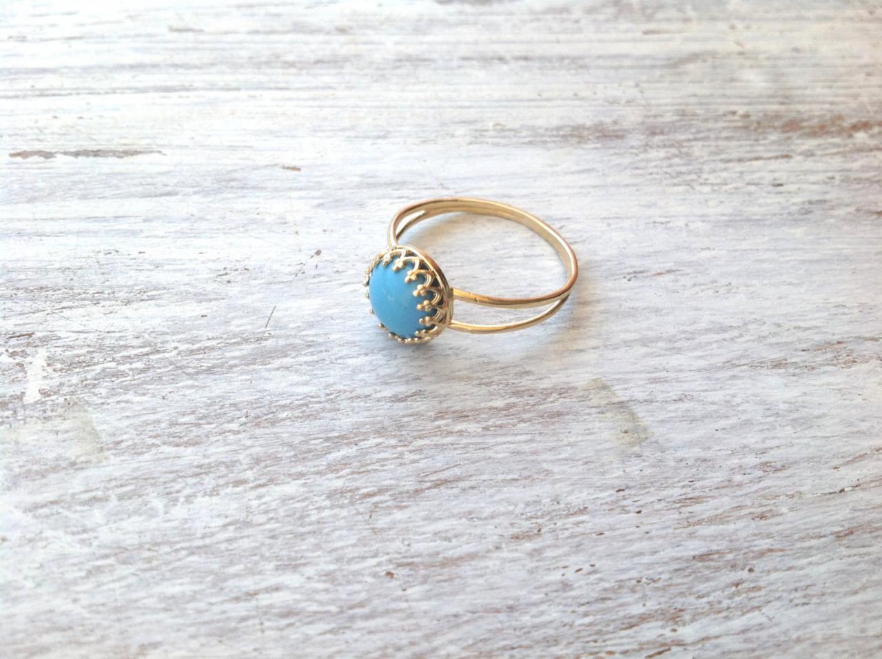 Gold Ring, Summer, Turquoise Ring, Stacking Ring, Vintage Ring, Stack ...