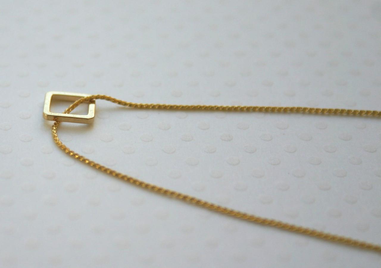 Necklace, Gold Necklace, Square Gold Necklace, Small Gold Necklace ...