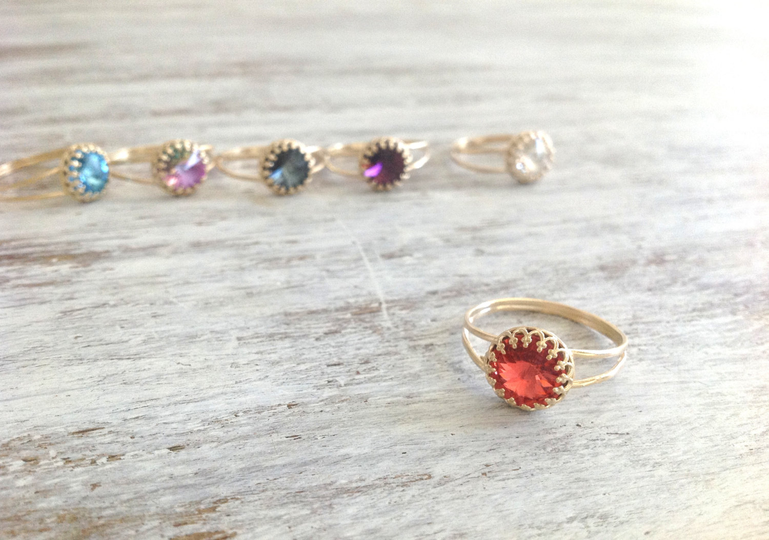 Gold Ring, Red Ring, Summer Ring, Stacking Ring, Vintage Style Ring ...