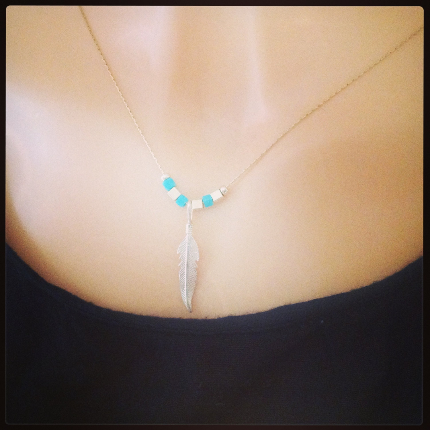 Gold Necklace, Feather Necklace, Tribal Necklace, Chic Necklace, Feather Pendant 10026 on Luulla