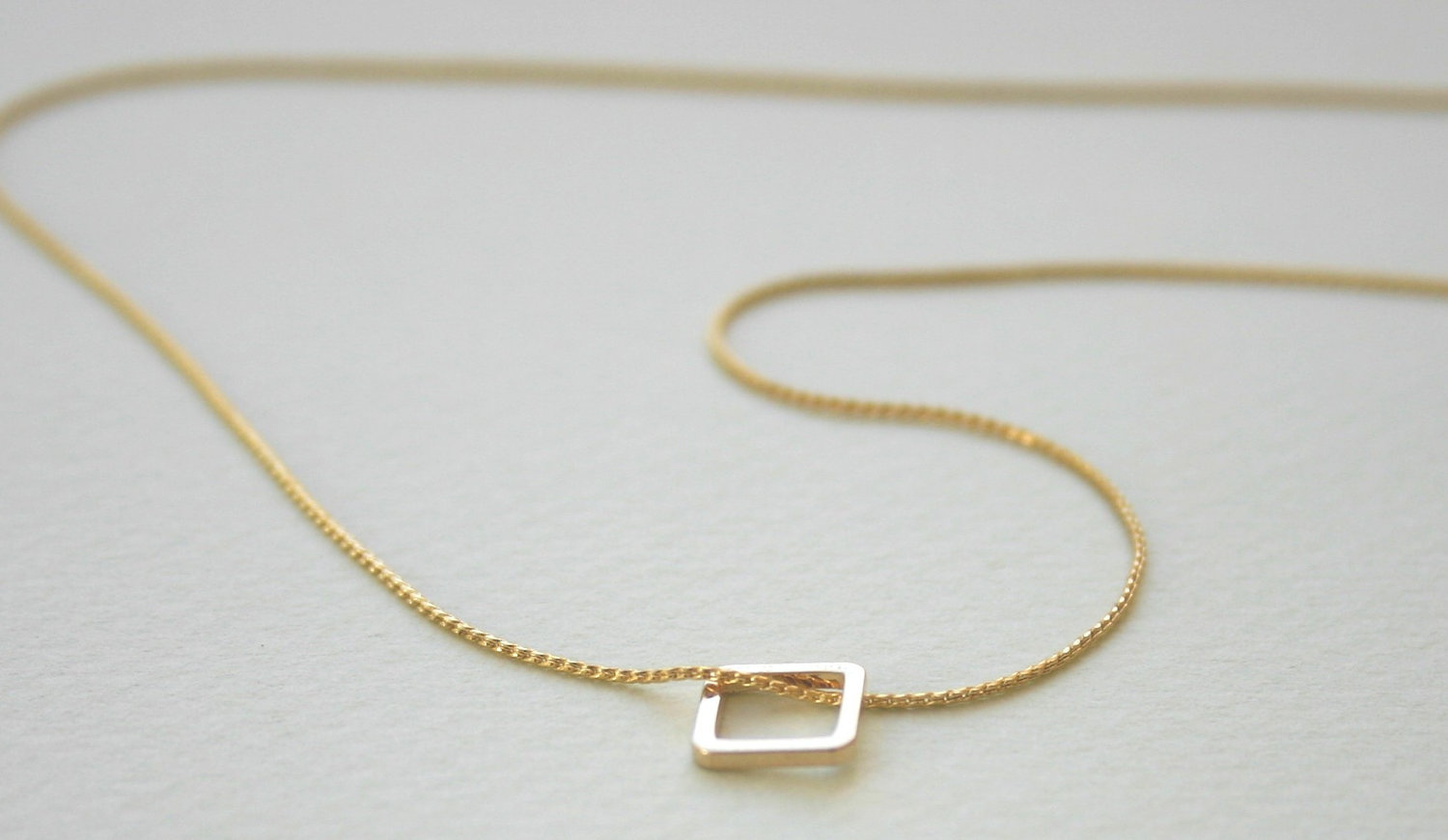Necklace, Gold Necklace, Square Gold Necklace, Small Gold Necklace ...