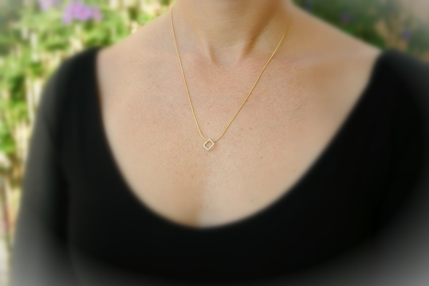 Necklace, Gold Necklace, Square Gold Necklace, Small Gold Necklace ...