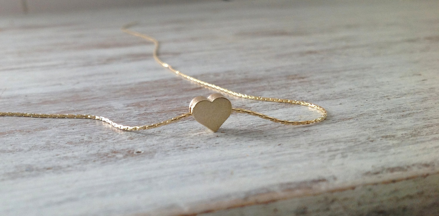 Gold Necklace, Tiny Gold Necklace,heart Necklace, Petite Jewelry, Gift ...