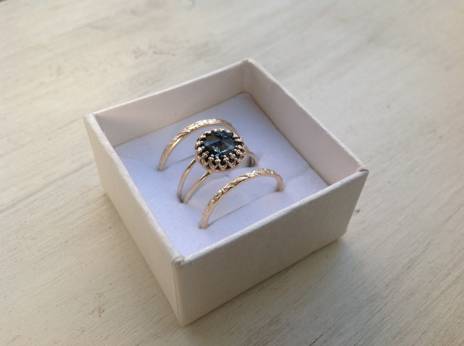 Set Of 3 Rings - Gold Ring, Stacking Ring, Black Ring, Stack Gold Ring ...